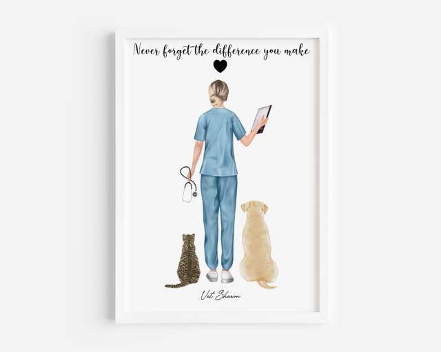 Personalised Vet Print, Veterinary Nurse Gift For Vet, Gift, Retirement ...