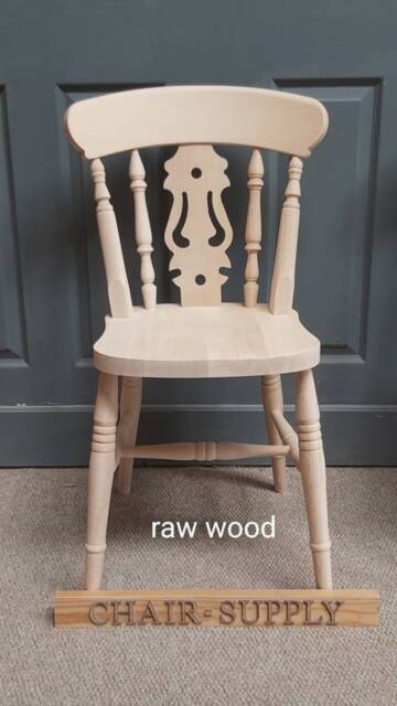 Solid Beech Fiddle Back Farmhouse Kitchen Dining Chairs in Raw, Natural ...