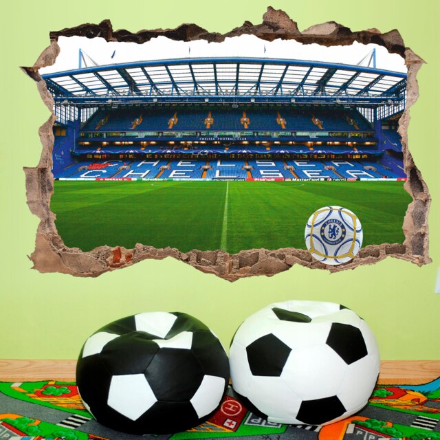 Football 3D Wall Decal, Chelsea Stadium Sticker, Sport, Removable Vinyl ...