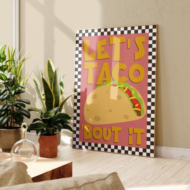 Taco Print, Mexican Food Poster, Gift For Foodie, Kitchen Wall Art ...