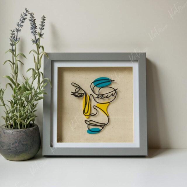 Abstract Woman Face Line Art - Woman Paper Cut Framed Wall Bedroom Home ...