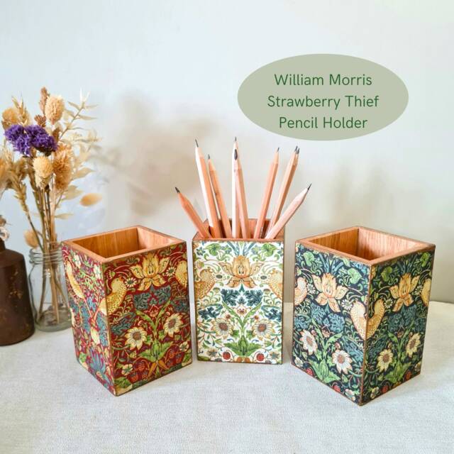 William Morris Oak Utensil Holder, Strawberry Thief Floral Desk ...