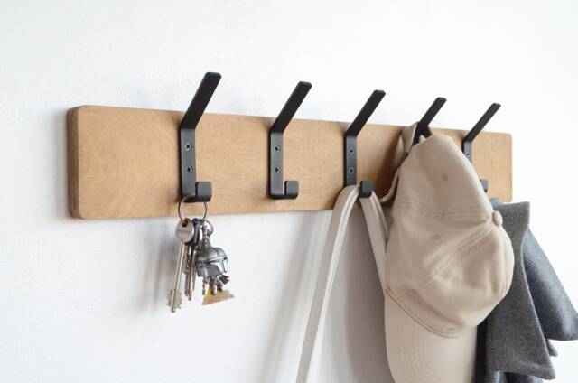 Entryway Wall Mounted Coat Rack With Metal Hooks Industrial Hallway ...