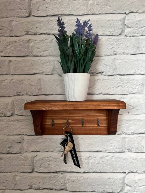 Handmade Wood Key Rack With Shelf by Etsy | ufurnish.com
