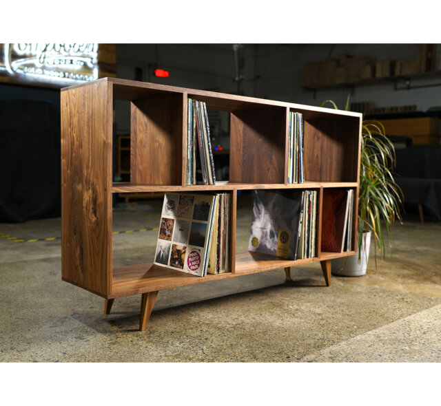 Bainbridge Vinyl Console, Handcrafted Solid Wood Lp Shelf, Customizable ...