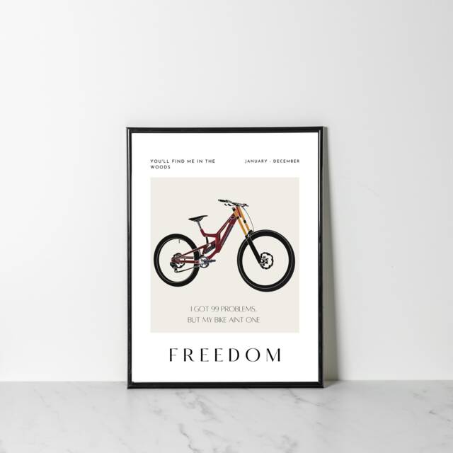 Mtb Bmx Mountain Bike Art Print - Santa Cruz V10 Cyclist Artwork Trail ...