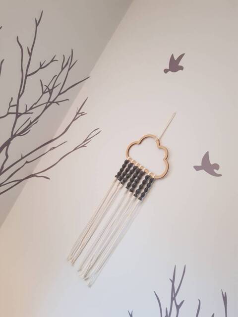 Grey, Colourful, Wall Decor, Hanging, Ribbon, Macrame, Cloud, Home ...