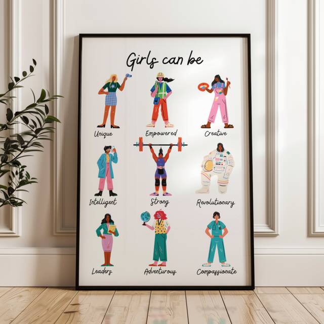 Girls Can Do Anything - Iconic Women Wall Print Educational Children's ...