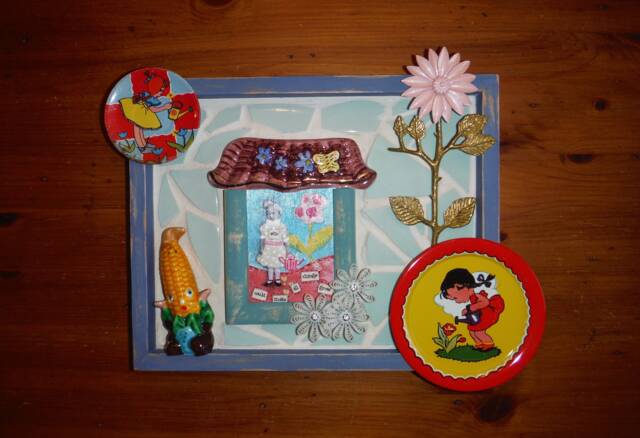 Vintage Gardener Mosaic Art - Kitschy Flower Garden Vegetable ...