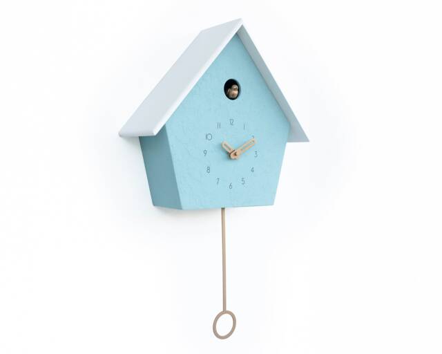 Cuckoo Clock - Powder Blue Painted Concrete Coated With Brass ...