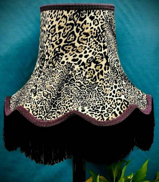 Lynx Animal Print Purple & Black Fabric Lampshade For Bedside Table ...
