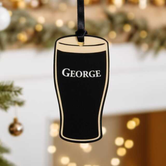 Personalised Stout Beer Glass Christmas Decoration Ale Gifts For Him ...
