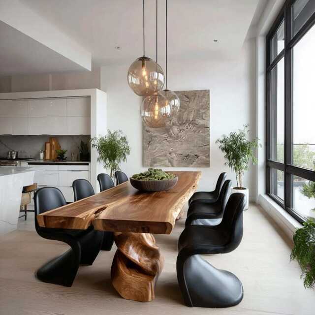 Live Edge Wood Dining Table Rustic Kitchen Island Bar Handmade ...
