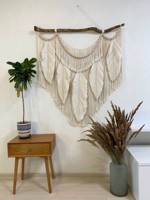 Large Macrame Feathers, Leaves, Wall Hanging, Boho Leaves Leaf Decor, Feather Art by Etsy ...