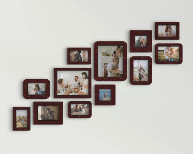 Custom Picture Frame Set Wooden Frames Stairway Wall Art Multi Openings ...