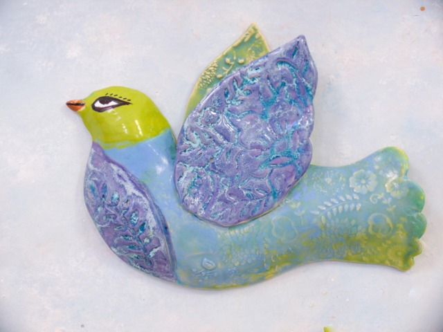 Large Ceramic Wall Hanging Bird, Handcrafted Bird Sculpture Flying ...