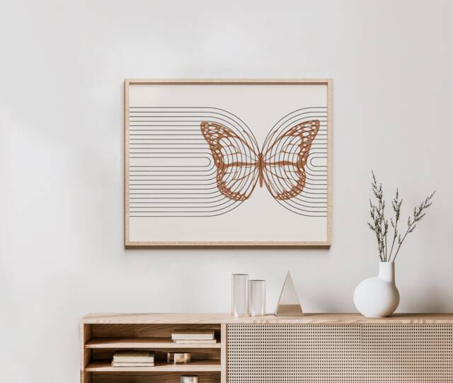 Monarch Butterfly Print - Mid Century Modern Design, Poster Wall Art by ...