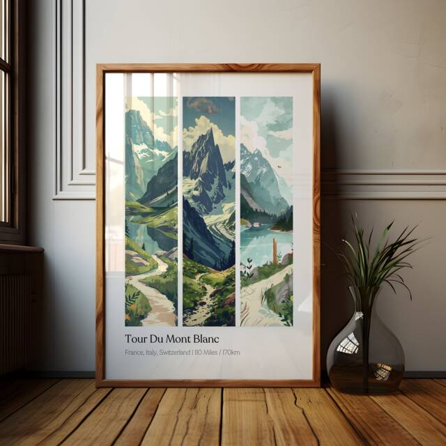 Tour Du Mont Blanc French Alps Hiking Poster, Chamonix Artwork, Trient ...