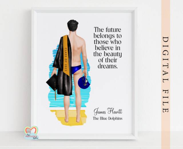 Swimming Graduation Print Motivational Quote Wall Art - Digital Jpg ...