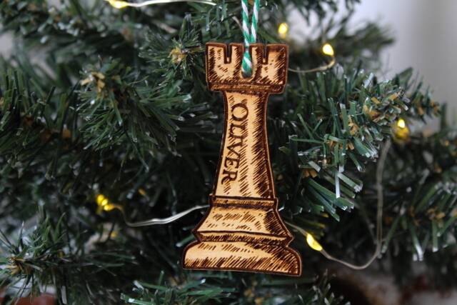 Personalised Chess Piece Christmas Ornament Board Game Wood Custom ...