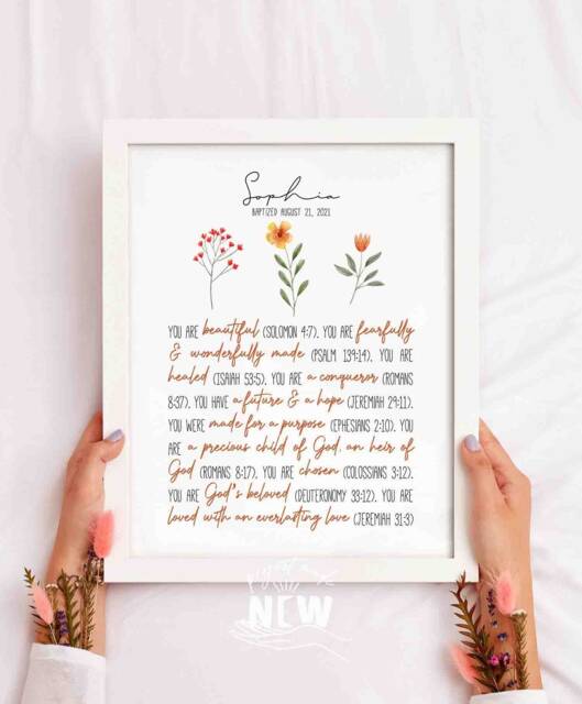 Baptism Gift Girl, Personalized Printable, Baby Girl Gift, Nursery Wall ...