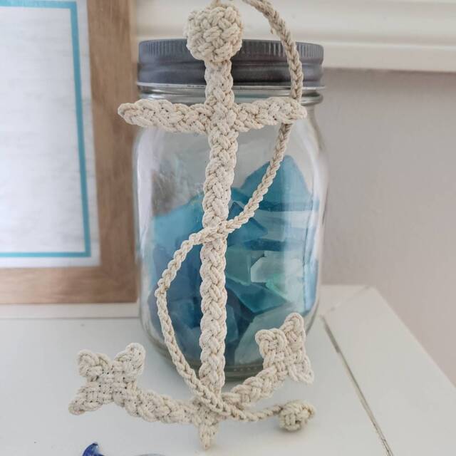 Macrame Rope Anchor Wall Art, Decoration, Hand Tied, Nautical, Ropework ...