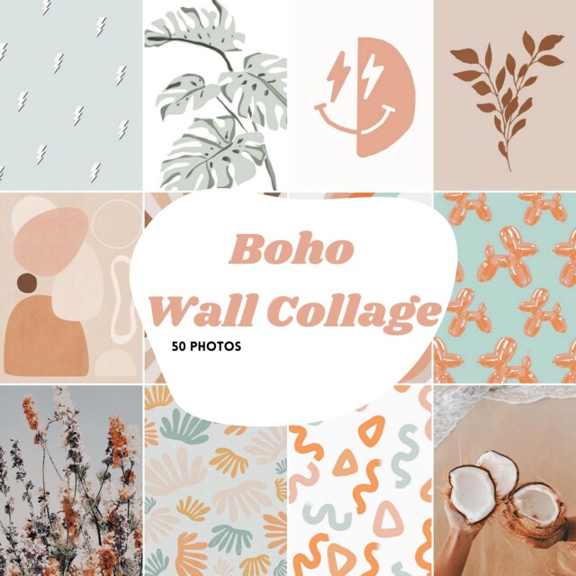 Boho Wall Collage Prints, Kit, Aesthetic Collage, Trendy Room Decor ...