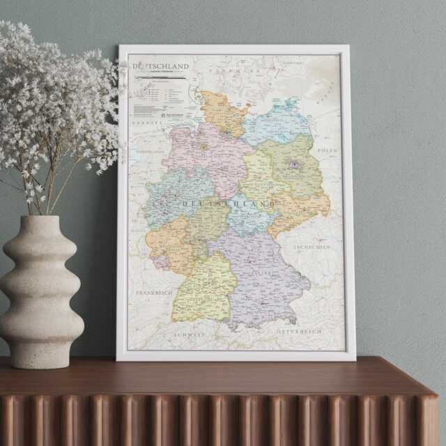 Map Of Germany Poster Art - Wall Decor Print Classic Edition Home Map ...