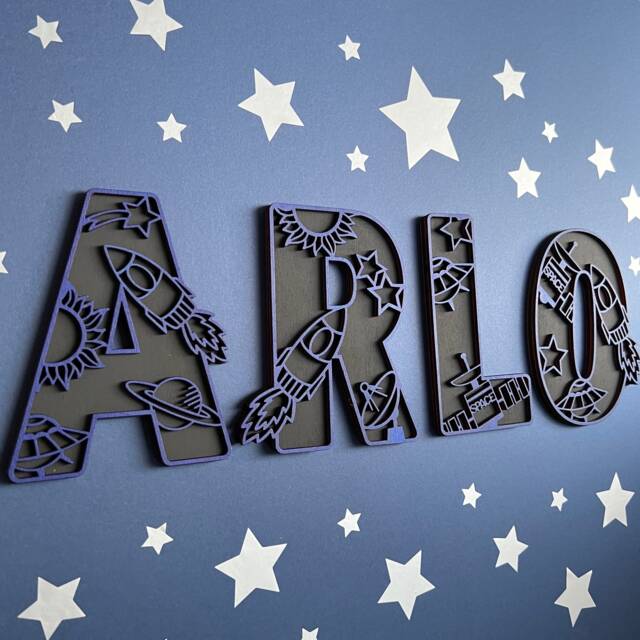 Wooden Space Name Sign - Personalised Plaque Custom Decor Theme Wall ...