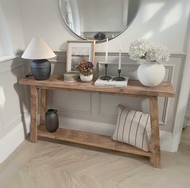 Rustic Wooden Console Table With Angled Legs & Lower Shelf by Etsy ...