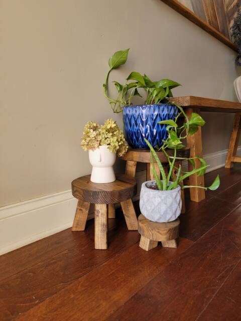 Set Of 3 Solid Wood Plant Stools by Etsy | ufurnish.com