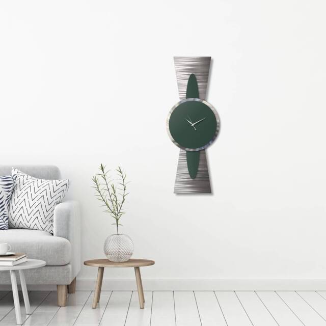 Large Green Wall Clock, Modern Designer Art, Metal Sculpture, Retro ...