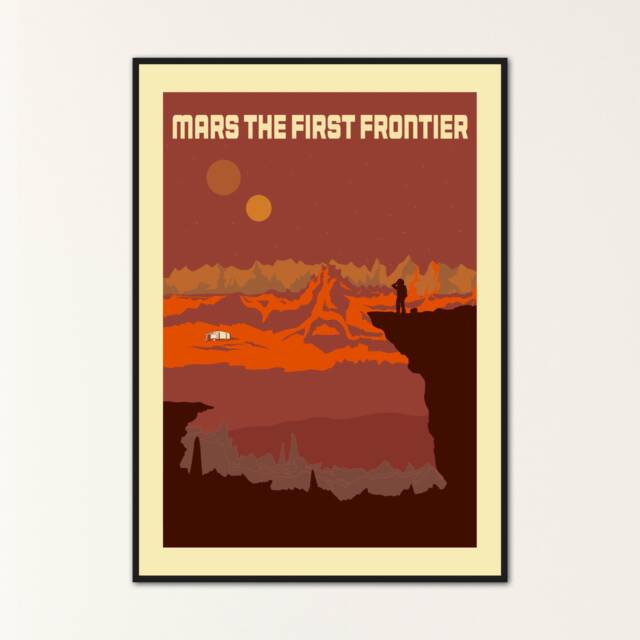 Mars Space Poster, Retro Art Print, Vintage Travel Cosmic Wall-Art ...