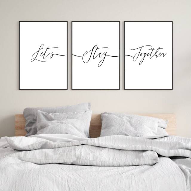 Lets Stay Together Print - Set Of 3 Bedroom Prints Wall Home Decor Art ...
