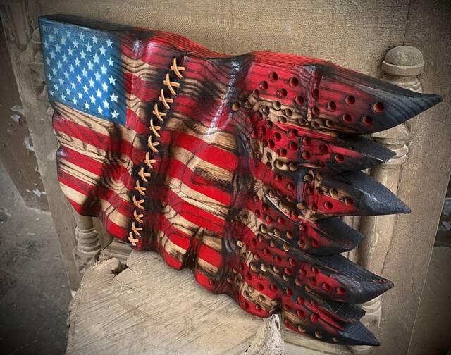 Wood American Flag Handmade Rustic Waving Distressed Living Room Wall ...