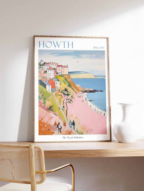 Howth Ireland Travel Poster Coastal Village Art Print by Etsy ...