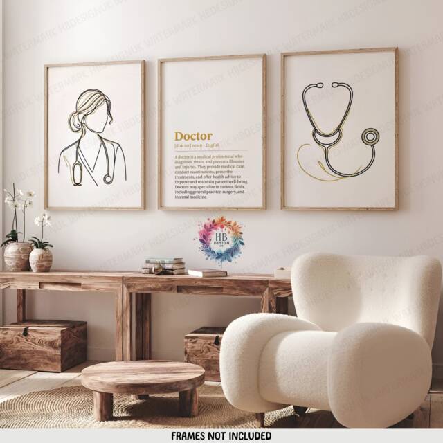 Woman Doctor Definition Prints - Set Of 3 - Doctors Office Decor ...