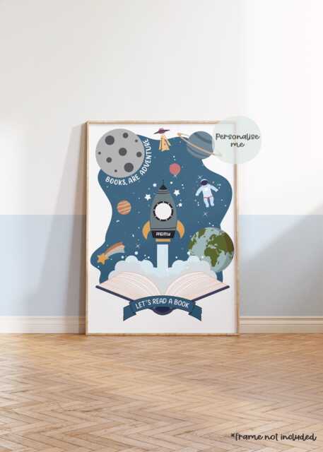 Outer Space, Solar System, Let's Read, Personalised Print, Reading Corner, Planets, Imagination ...