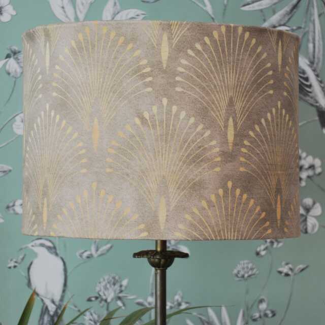 Handmade Lampshade, Gold Art Deco Plume Drum Table Ceiling Home Decor ...