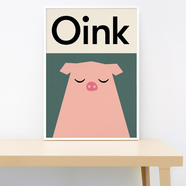 Oink - Pig Animal Sounds Print Print Nursery Wall Art Educational ...
