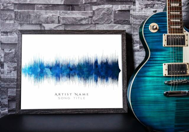 Personalised Watercolour Soundwave, Sound Wave Photo Song Print, Any ...