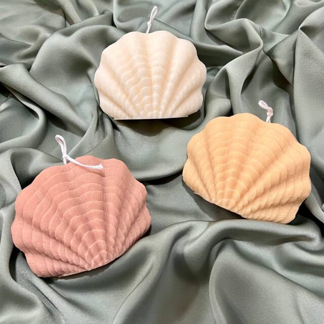 Large Sea Shell Candle - Decorative Soy Wax Clam Shell Candle- Aesthetic Candle- Pillar Vegan ...