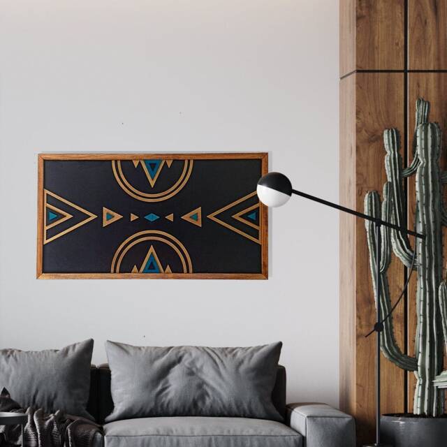 Turquoise Aztec Wood Wall Art, Wood Wall Art, Boho Aztec Art, Boho ...