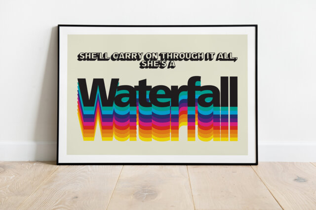 Waterfall - Stone Roses Lyrics Print A0 A1 A2 A3 A4 A5 Manchester Indie ...