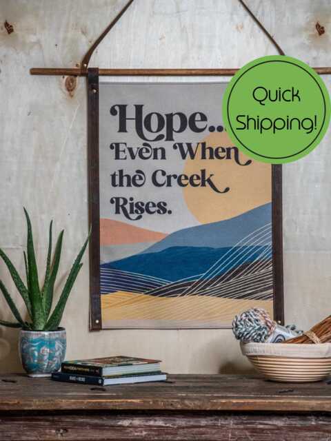 Handprinted Hope Tapestry - Handmade Wall Decor With Raw Edge, Binding ...