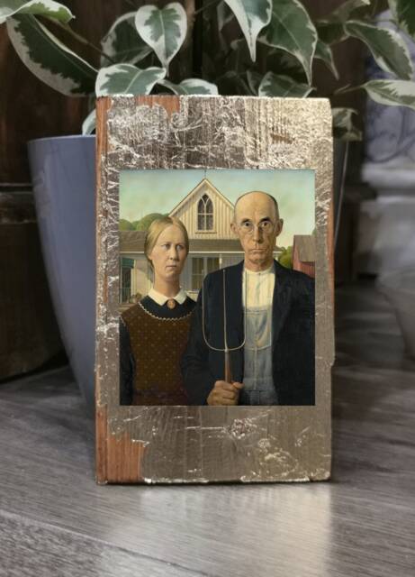 American Gothic Wood Wall Art Grant Painting, Gold Gilding by Etsy ...