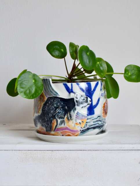 Custom Squirrel Ceramic Planter-Handmade Porcelain Planter-Squirrel Art ...