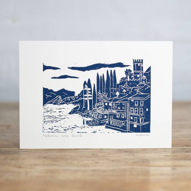 Malcesine Print, Lake Garda. Handmade, Handprinted Linocut. First Class ...