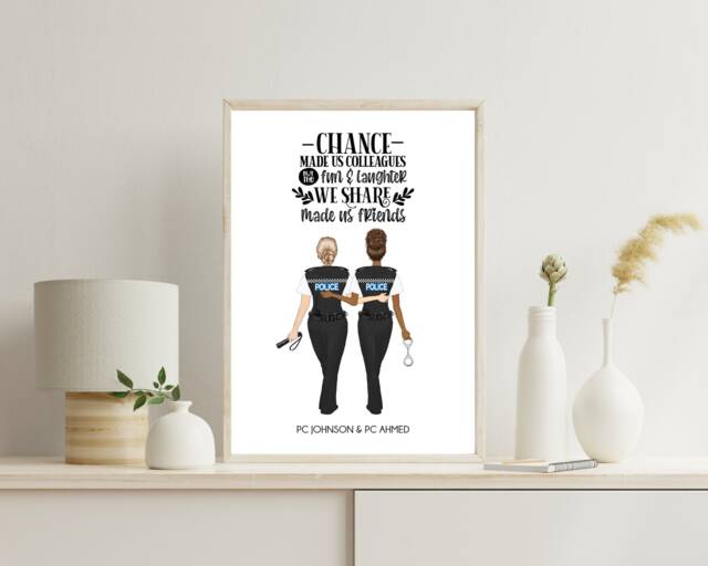 Police Officer Gift, Personalised Print, Custom Illustration, Colleague ...