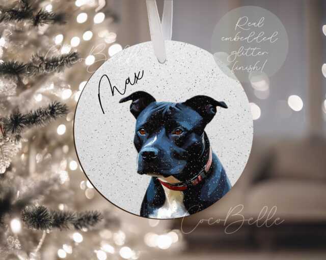 Custom Staffordshire Bull Terrier Bauble, Any Colour Staffy Real ...